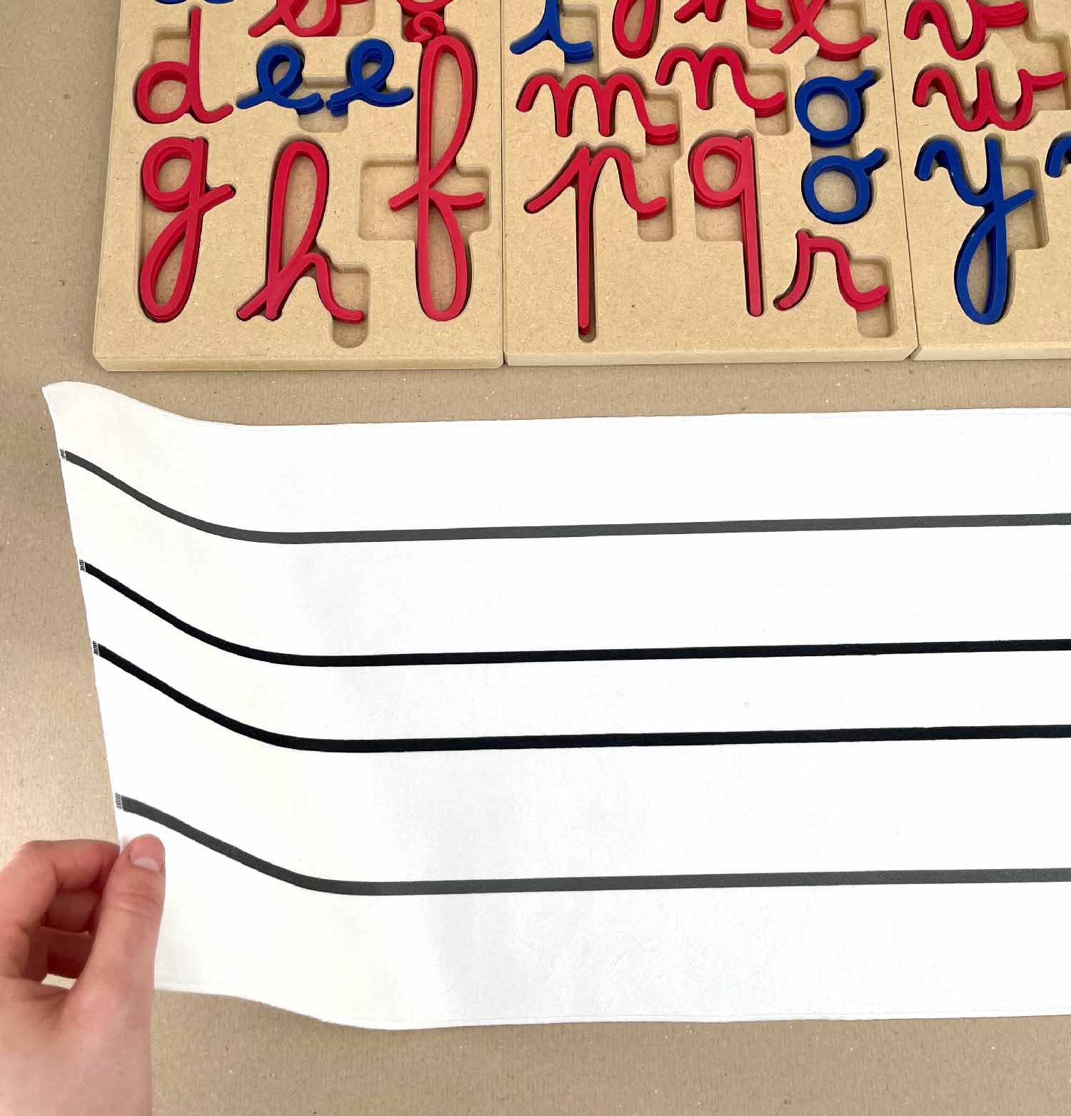 Tapis d’écriture ligné lettres mobiles Montessori SIMPLE ou DOUBLE ...